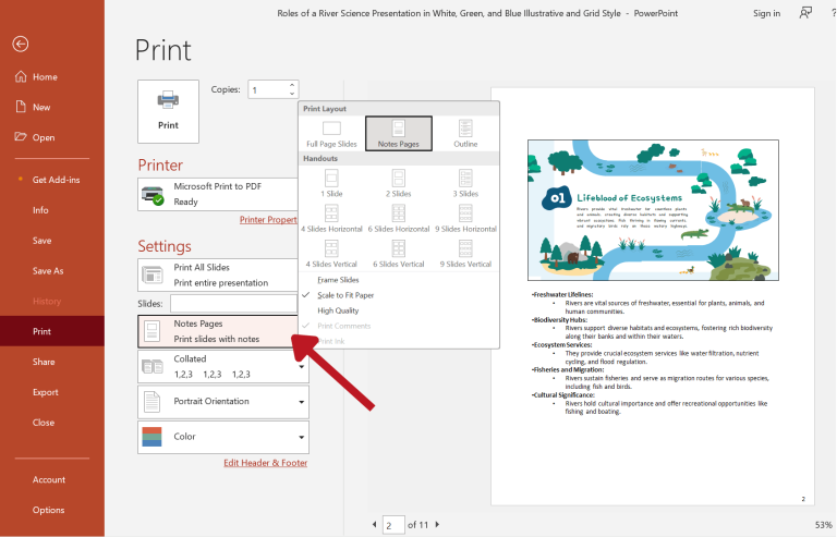 How To Add Remove View And Print Powerpoint Speaker Notes Classpoint